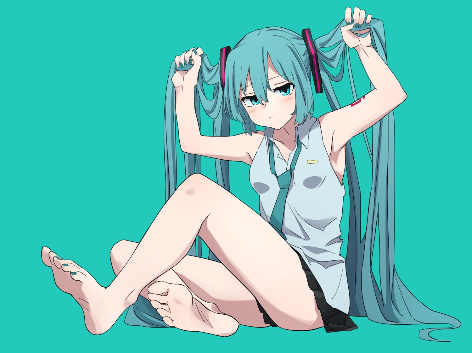 igo miku vocaloid hatsune miku feet skirt lift tattoo | #753750 | yande.re